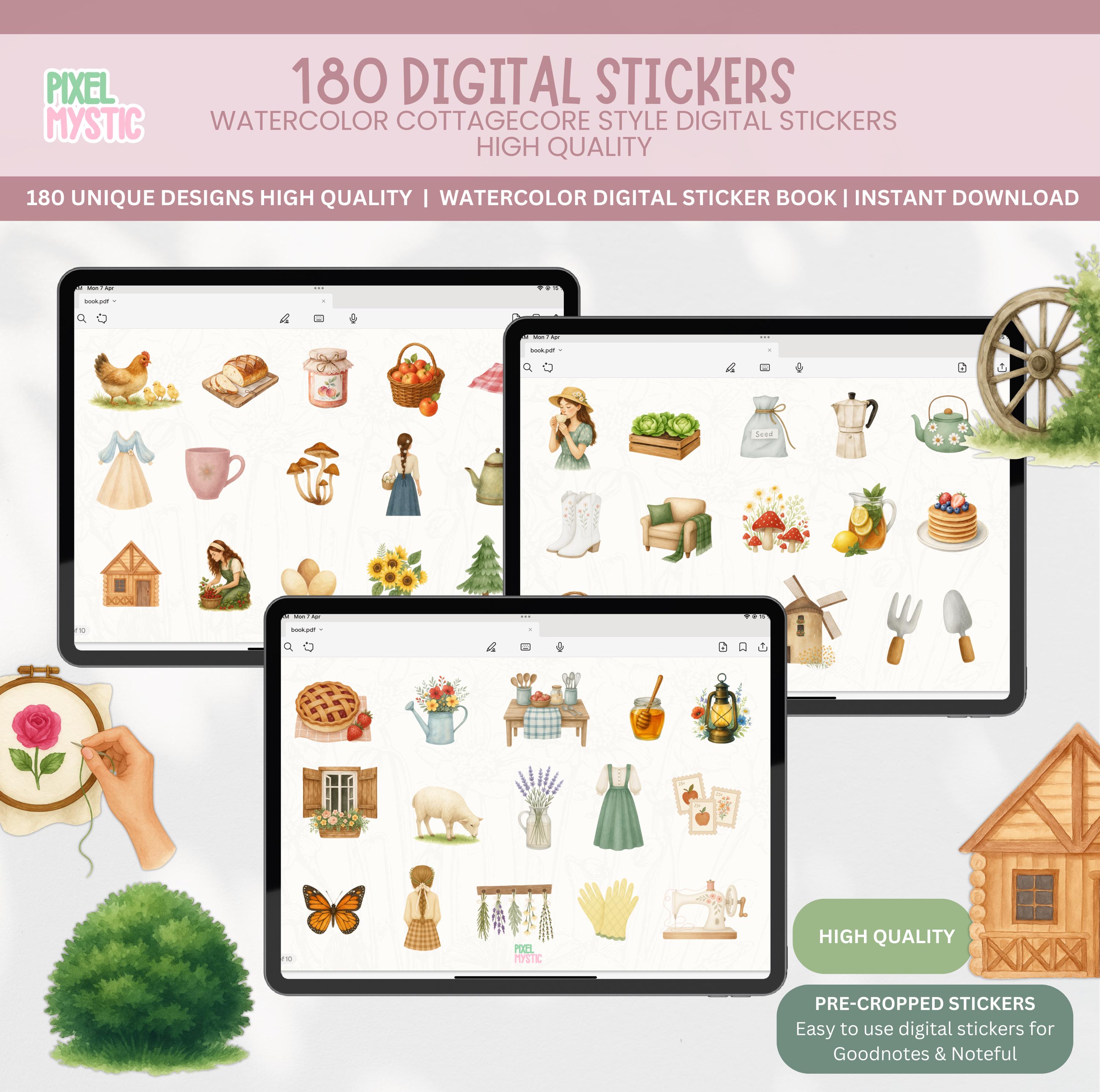 Cottagecore Digital Stickers, Digital Planner Stickers, Spring Stickers ...