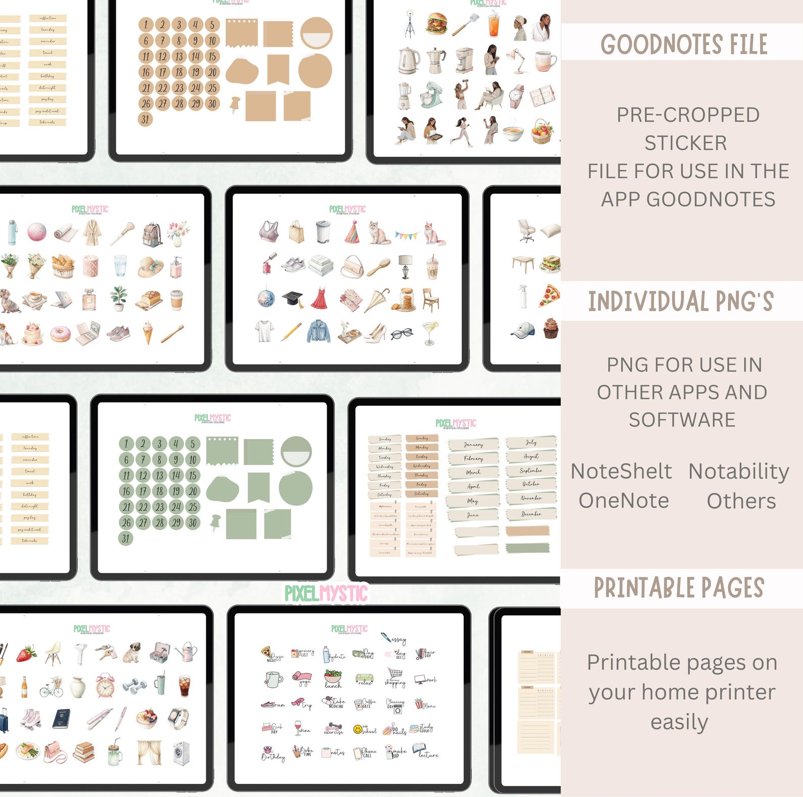 Everyday Life Stickers, Everyday Digital Planner Sticker, Everyday ...