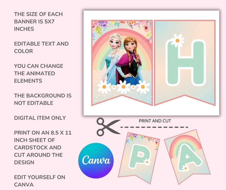 Happy Birthday Banner-printable Frozen, Frozen Birthday Banner, Elsa ...