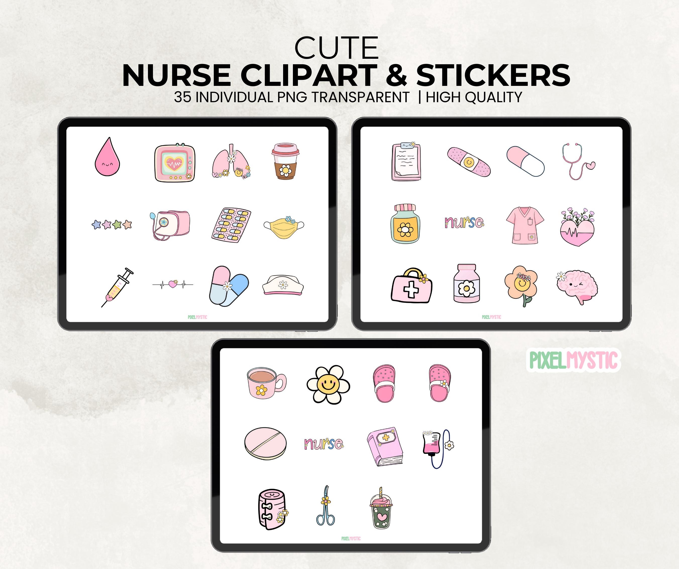 Nurse Clipart Pink, Nurse Stickers Goodnotes, Nurse PNG, Medical ...