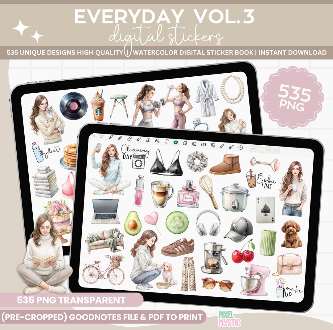 Everyday digital planner stickers, Everyday Aesthetic Digital Stickers ...