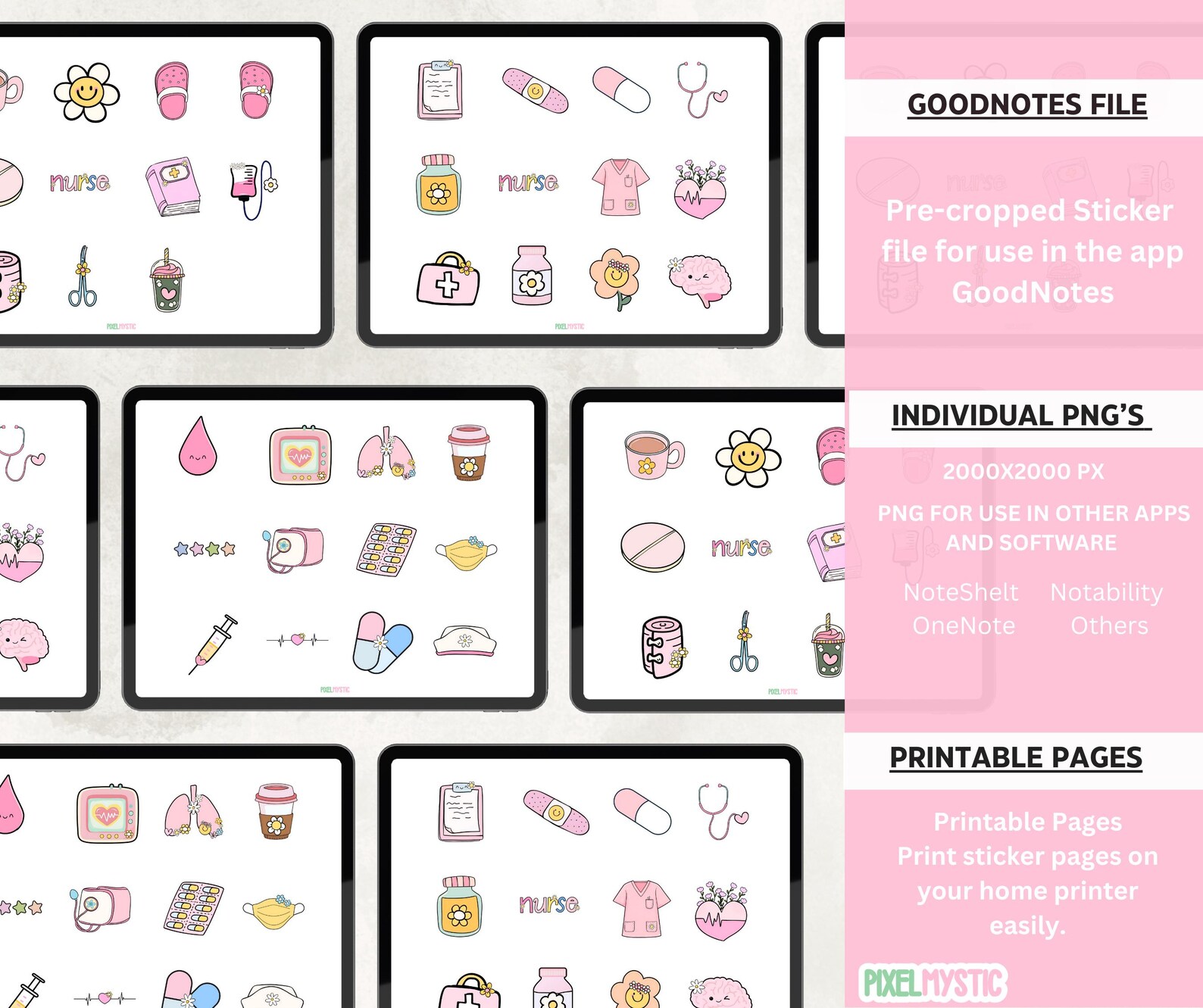 Nurse Clipart Pink, Nurse Stickers Goodnotes, Nurse PNG, Medical ...