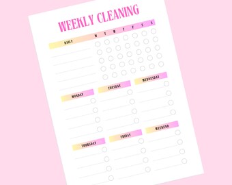 Neutral & Clean Weekly Cleaning Schedule Printable Monday to Saturday ...