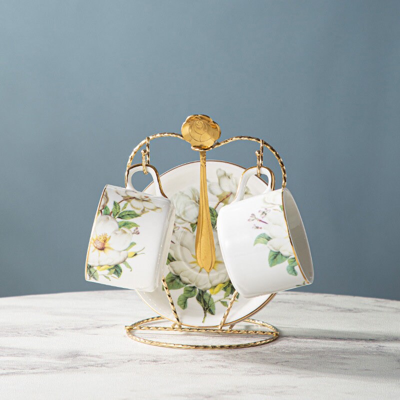 Camellia Ceramic Tea Set, Vintage Tea Set, European Coffee Cups and Saucers, Coffee Set ...