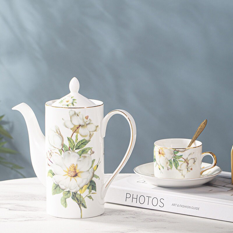 Camellia Ceramic Tea Set, Vintage Tea Set, European Coffee Cups and Saucers, Coffee Set ...