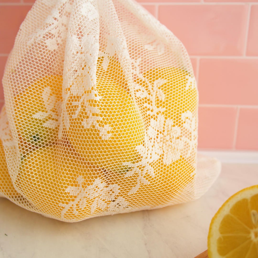 Set of 3 Reusable Produce Bags – Lace-edged, Zero Waste Grocery Bags ...