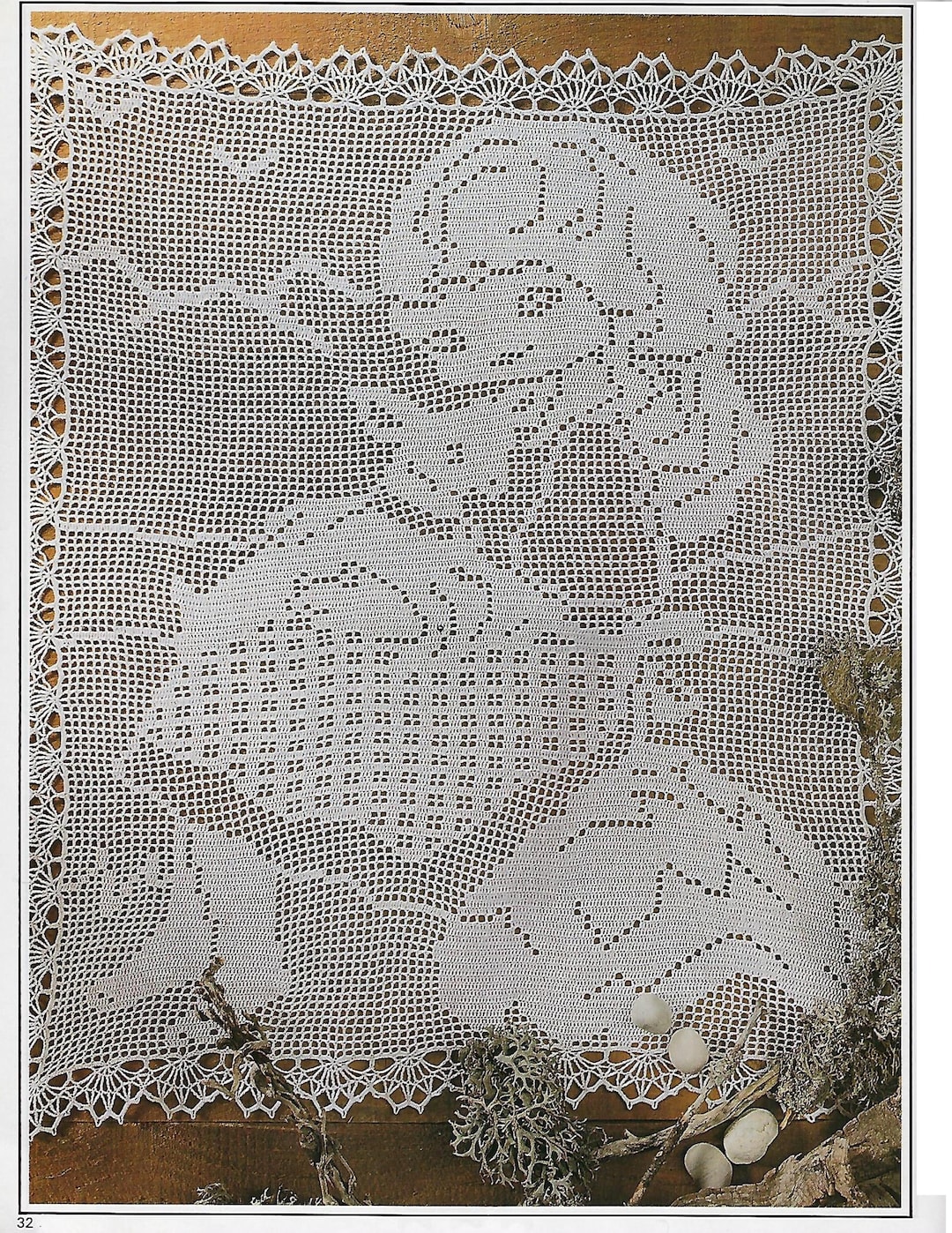 Vintage Mary's Lamb Crochet Pattern: Thread Filet Doily (downloadable ...