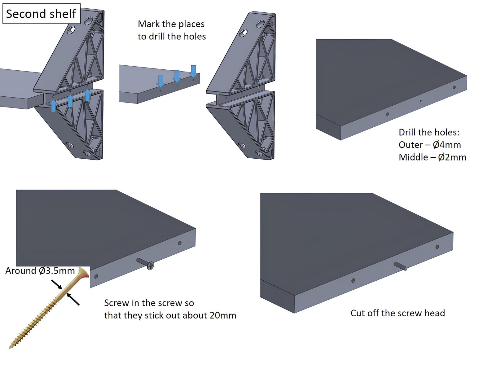 Shelf Bracket Loft Bookshelf DIY STL File Easy 3D Printing and ...
