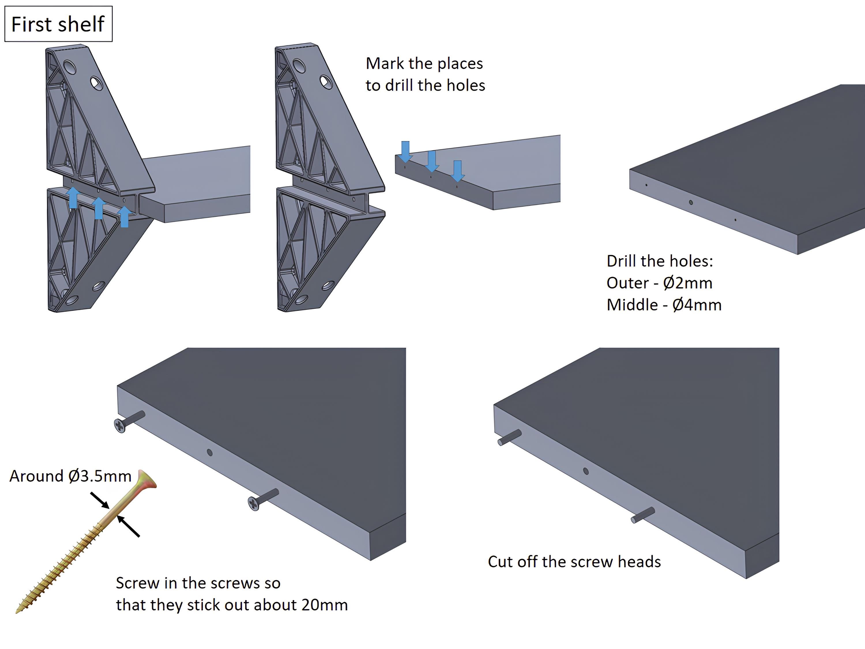 STL File for 3D Printing Shelf Bracket Loft Bookshelf DIY Easy ...