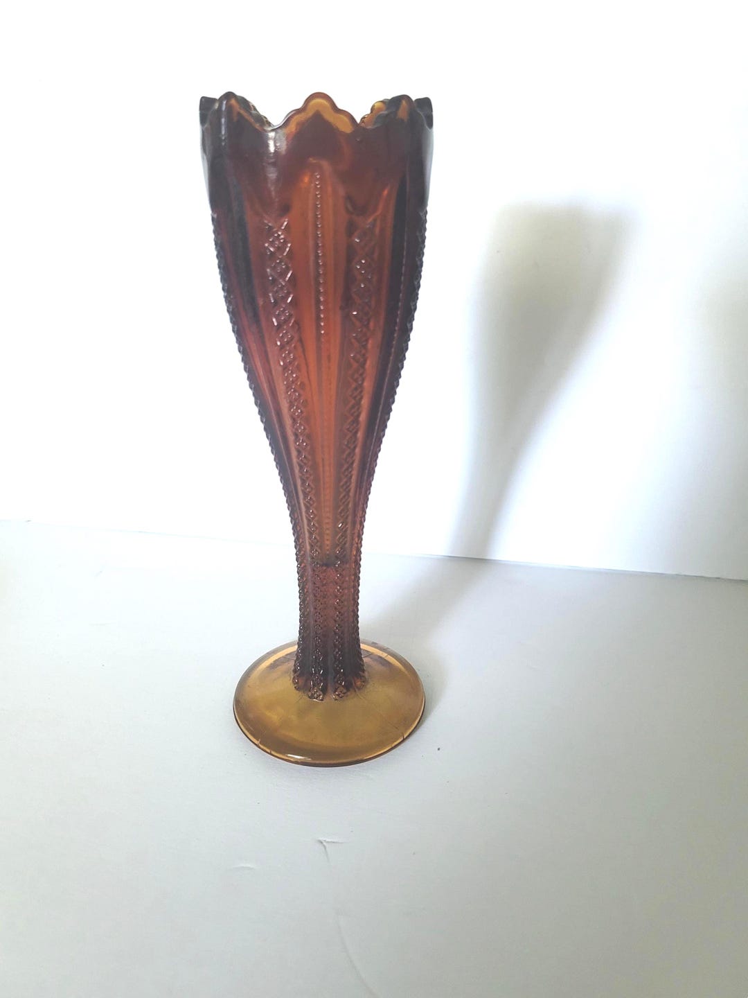 Vintage Amber Tiara Vase - Etsy
