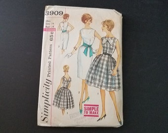 1960s Simplicity 4012 Vintage Sewing Pattern Junior One Piece Dress ...
