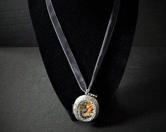 Antique Brass Phoenix Bird Locket Charm Photo Necklace - Etsy