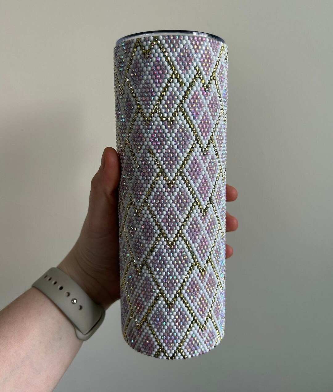 Handmade Pink and Gold Bedazzled 20oz Rhinestoned Cup With Metal Straw ...