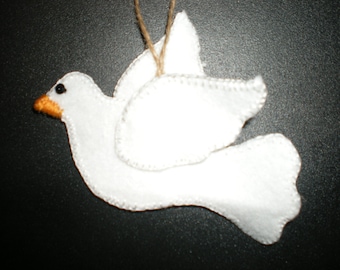 Embroidered Dove Sewing Pattern Download, Felt Dove Ornament Pattern ...