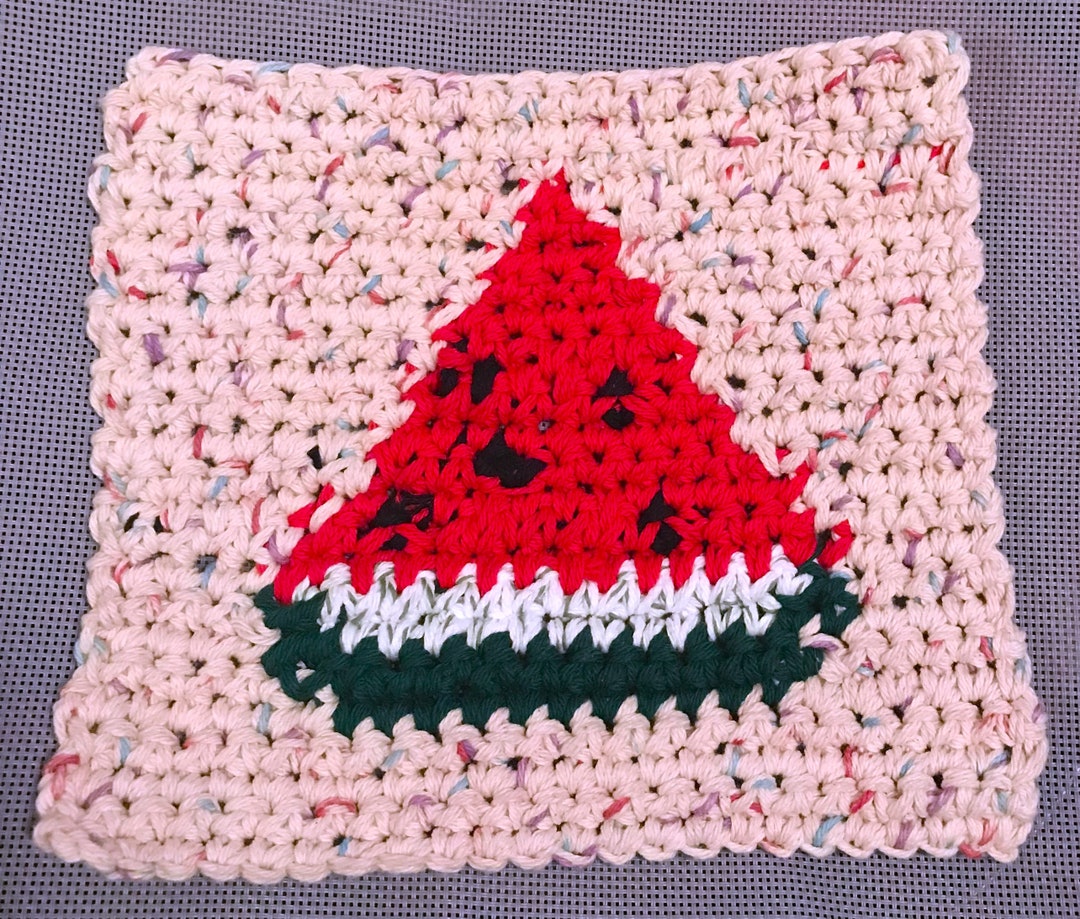 Crocheted Hot Pad Trivet Watermelon Motif - Etsy