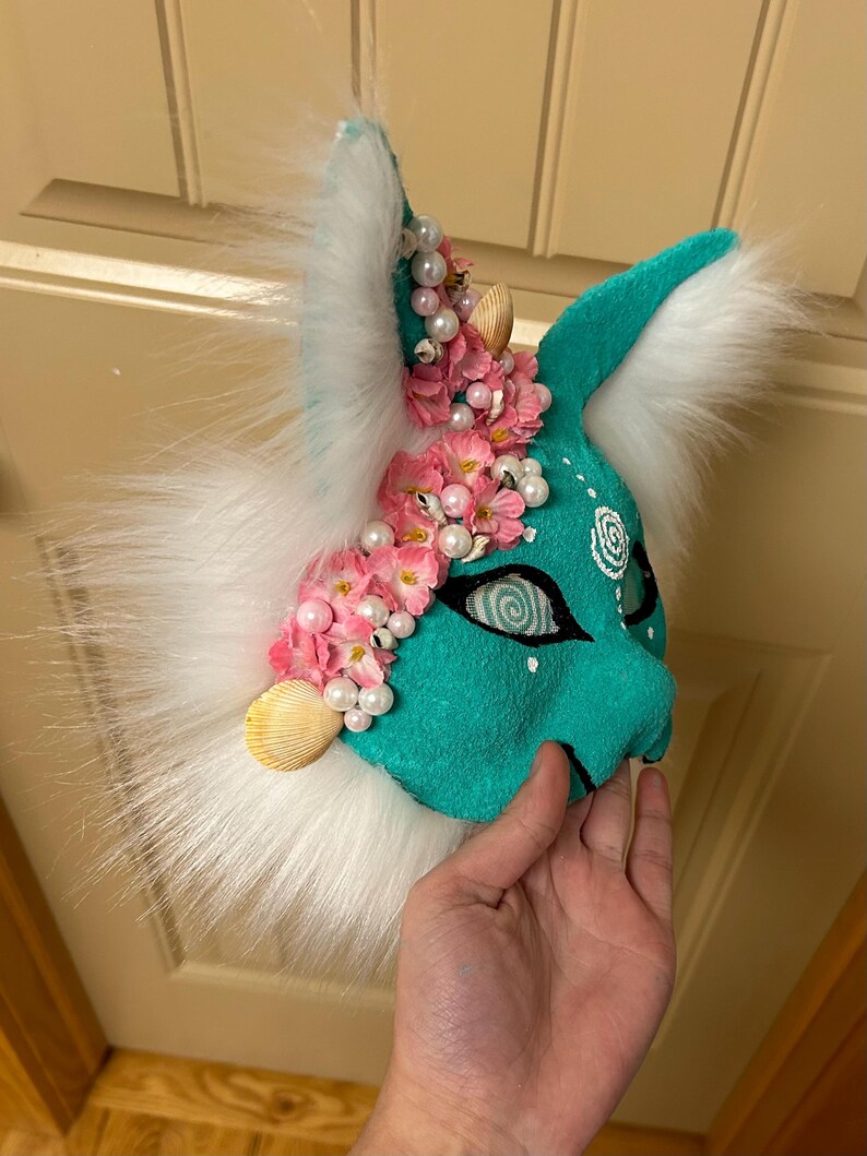 Handmade Aqua Kitty Mask, Therians, Furries, Halloween, Cosplay - Etsy