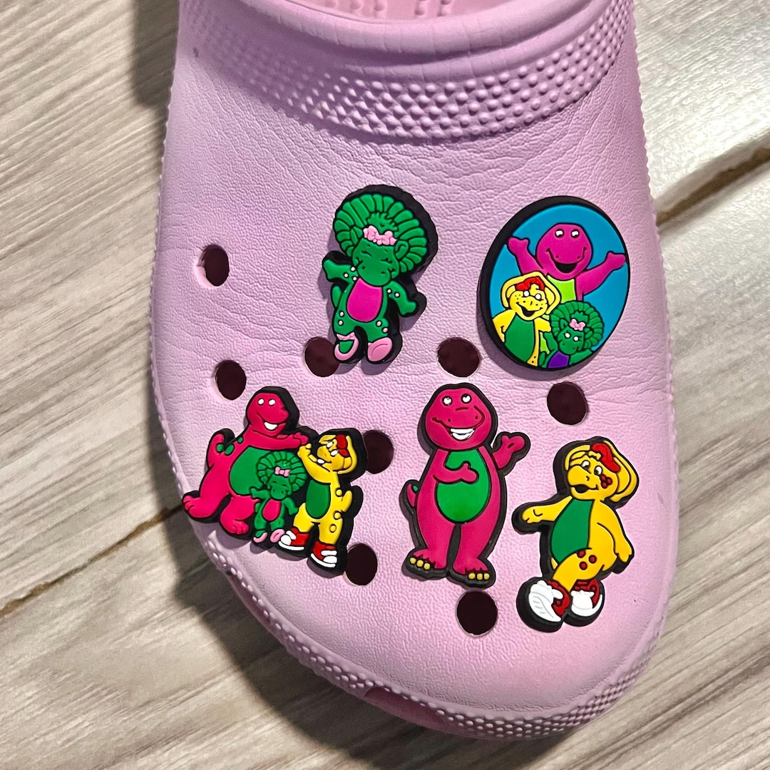 SET OF 5 Barney and Friends Shoe Charms / Purple Dinosaur Singing T.V ...