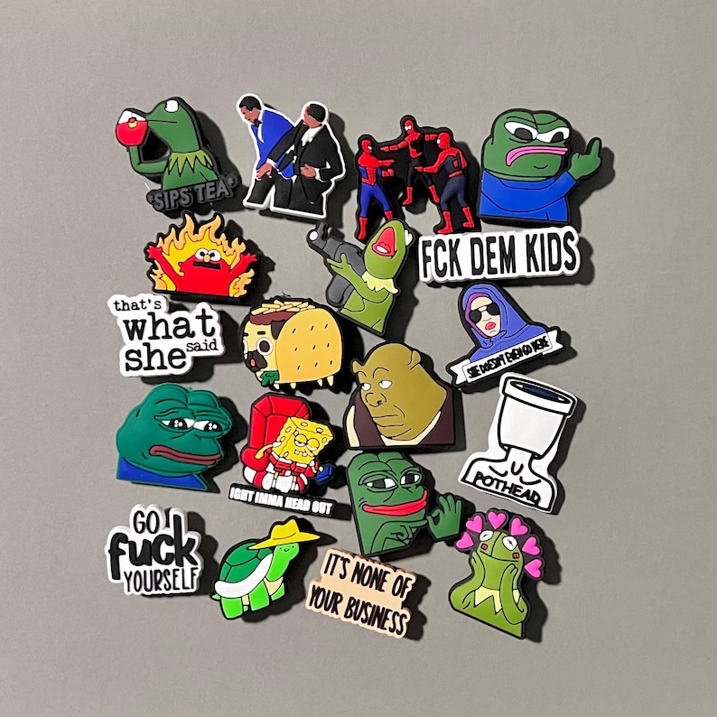 Funny Meme F Dem Kids Clog Charms - Shrek Frog Turtle Taco Cartoon ...
