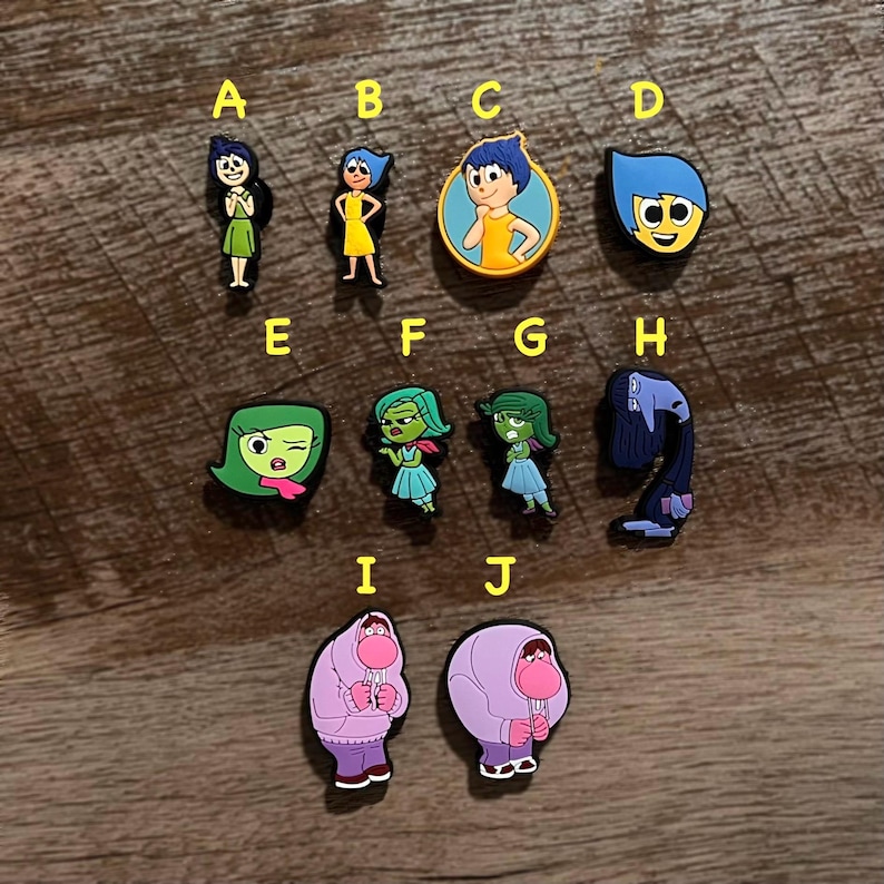 Inside Out Clog Charms / Emotions Sadness Joy Anger Disgust Disney ...