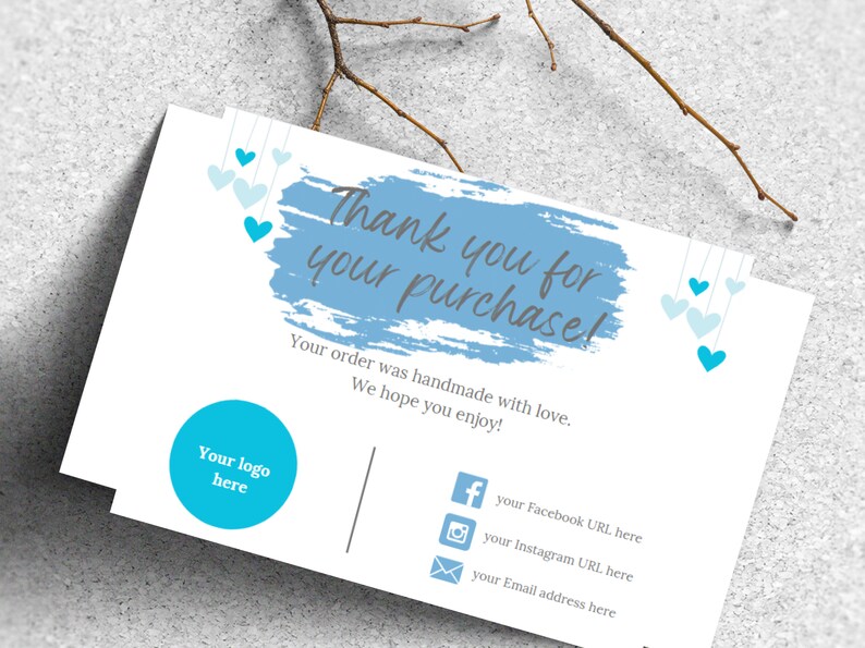 Modern Thank You for Your Purchase Card Template-editable and Printable ...