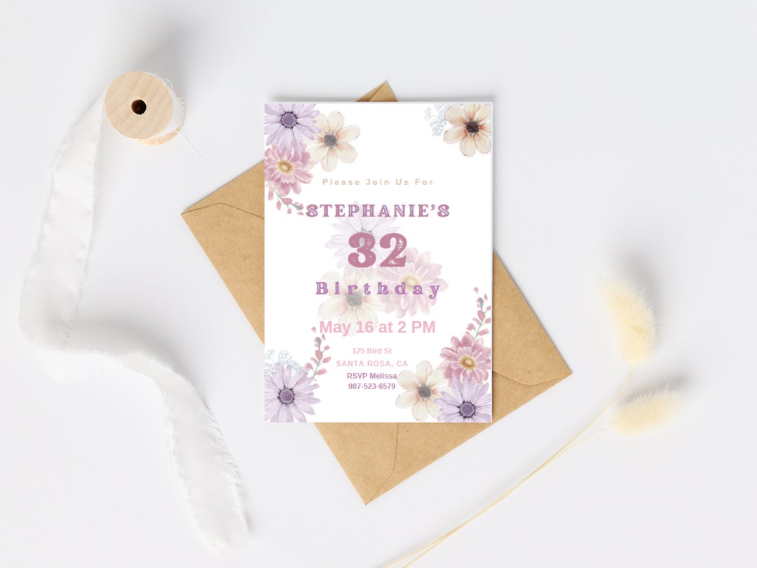 Editable Flower Birthday Invitation-floral Birthday-flower Birthday ...