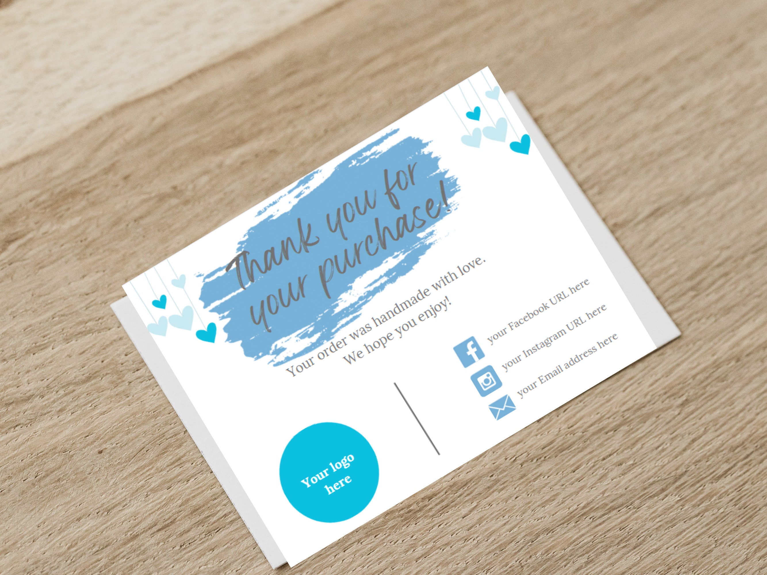 Modern Thank You for Your Purchase Card Template-editable and Printable ...