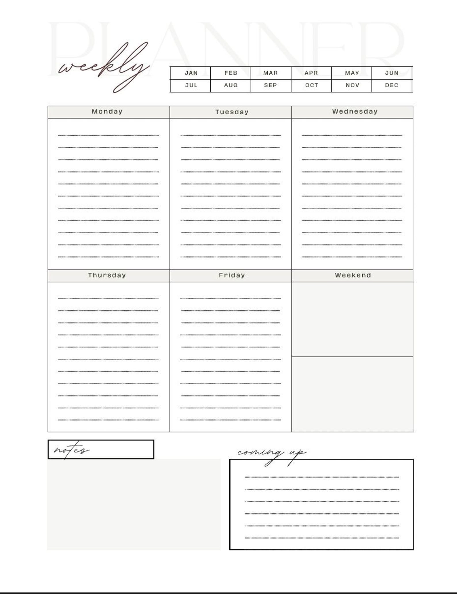 Simple Printable Planner - Instant Download - Etsy