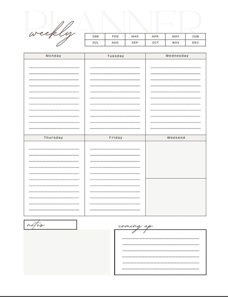 Simple Printable Planner - Instant Download - Etsy