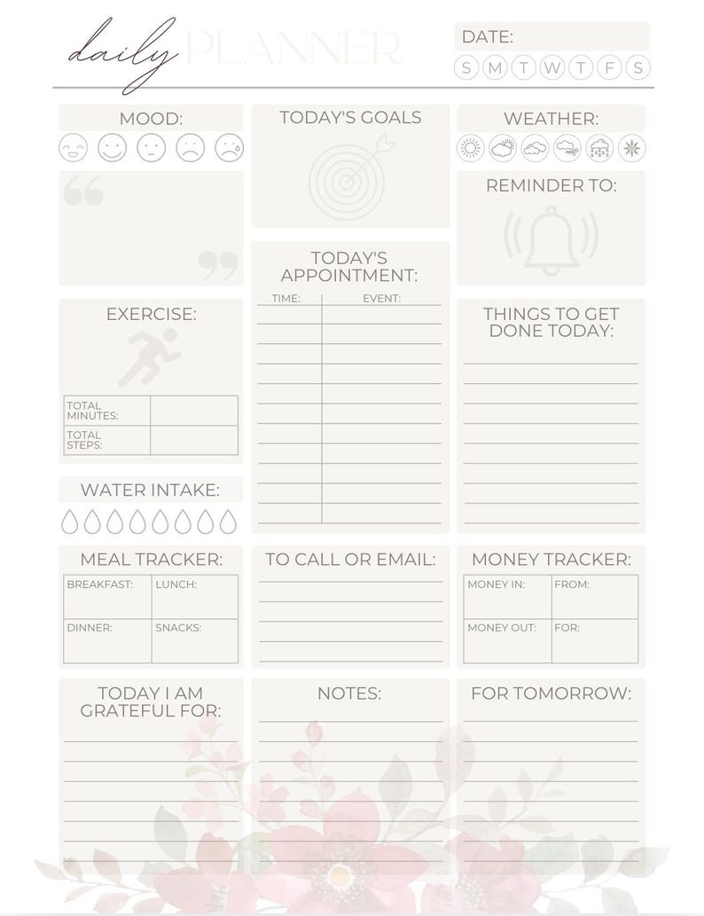 Bright Floral Printable Planner - Instant Download - Etsy
