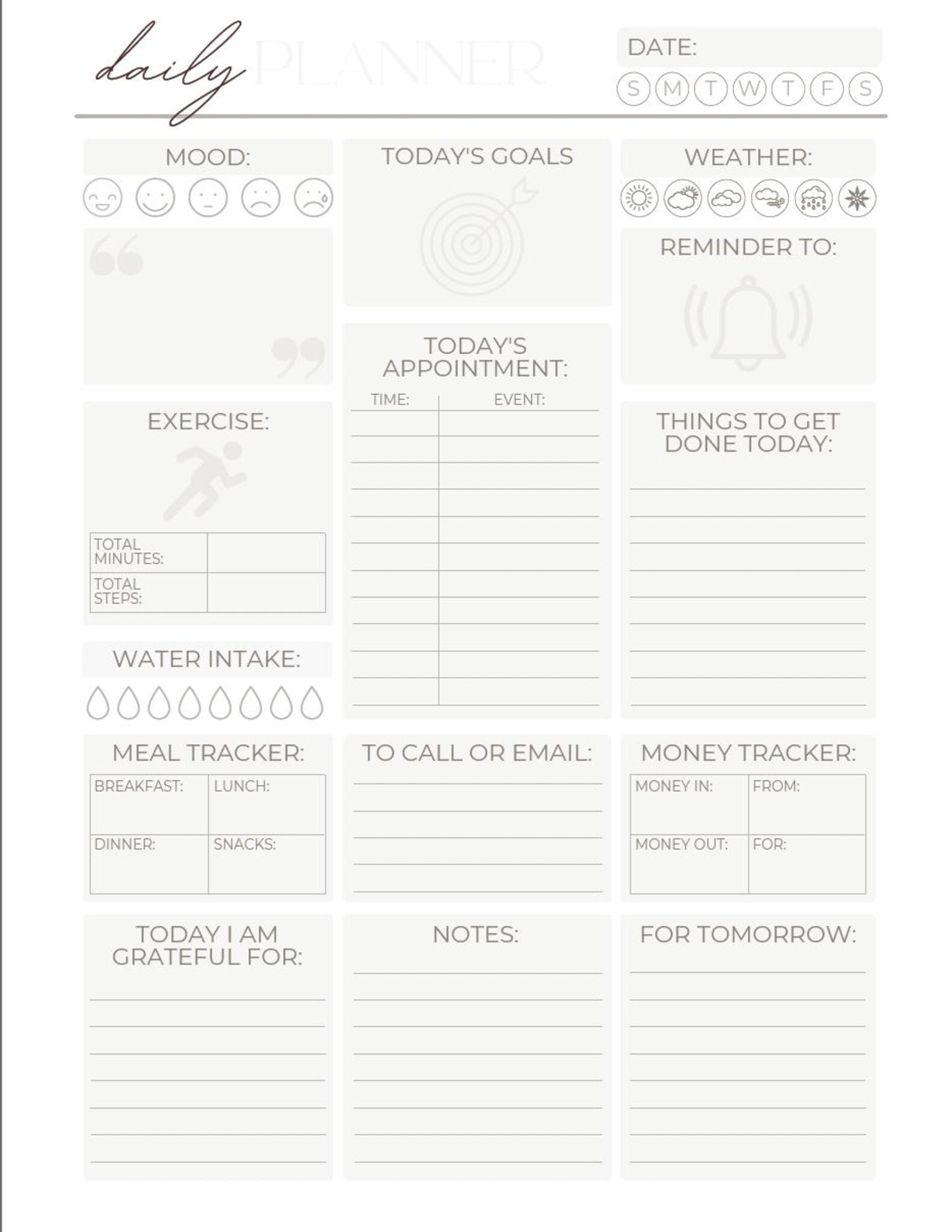 Simple Printable Planner - Instant Download - Etsy