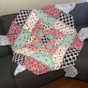 Turtle Rag Quilt Pattern and Sewing Instructions, Blanket, Tummy Time ...