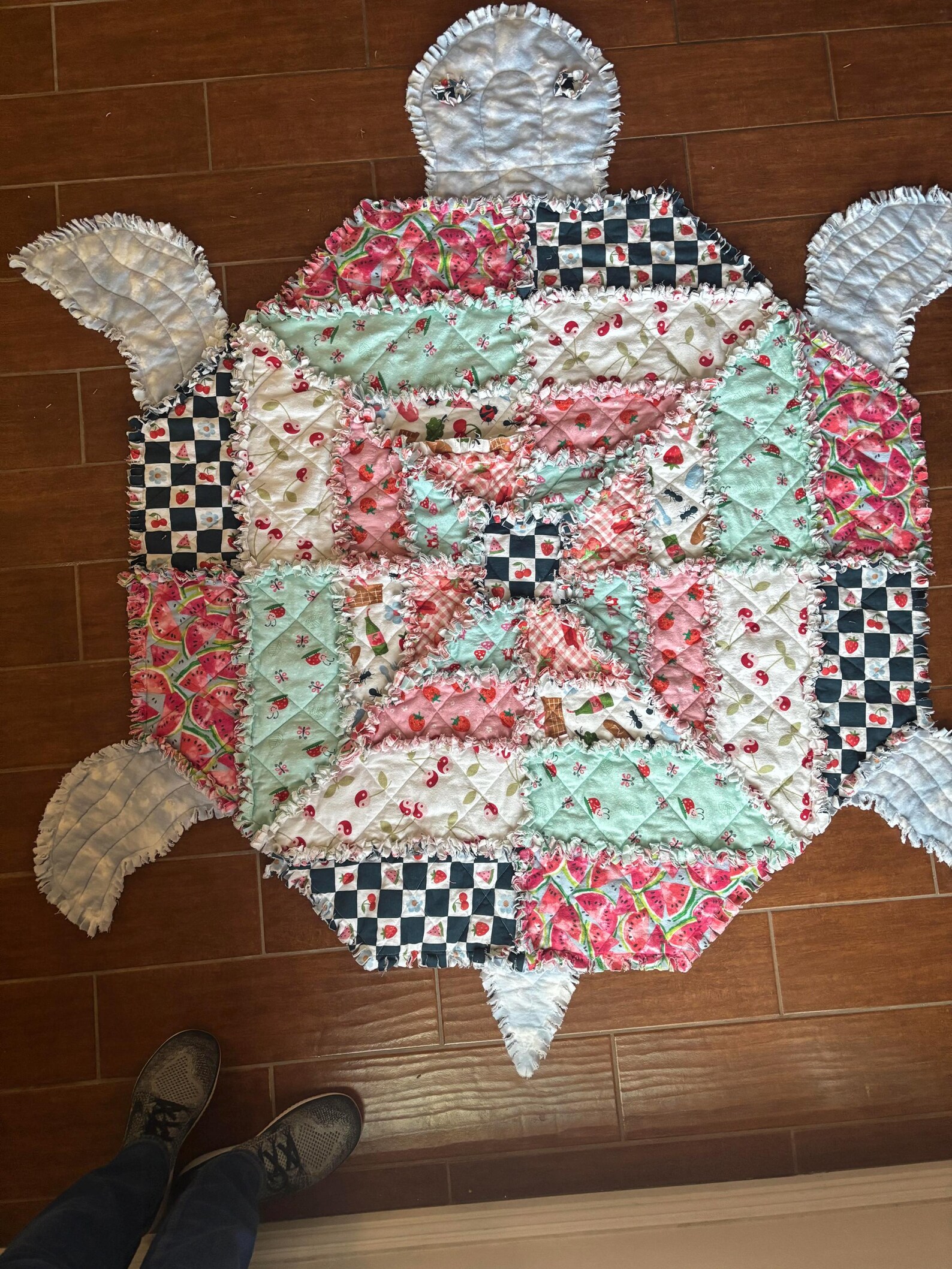 Turtle Rag Quilt Pattern and Sewing Instructions, Blanket, Tummy Time ...