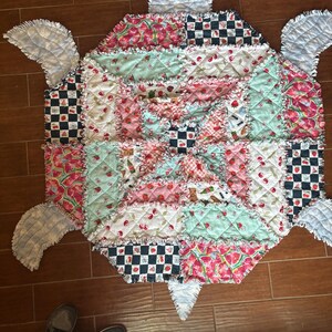 Turtle Rag Quilt Pattern and Sewing Instructions, Blanket, Tummy Time ...