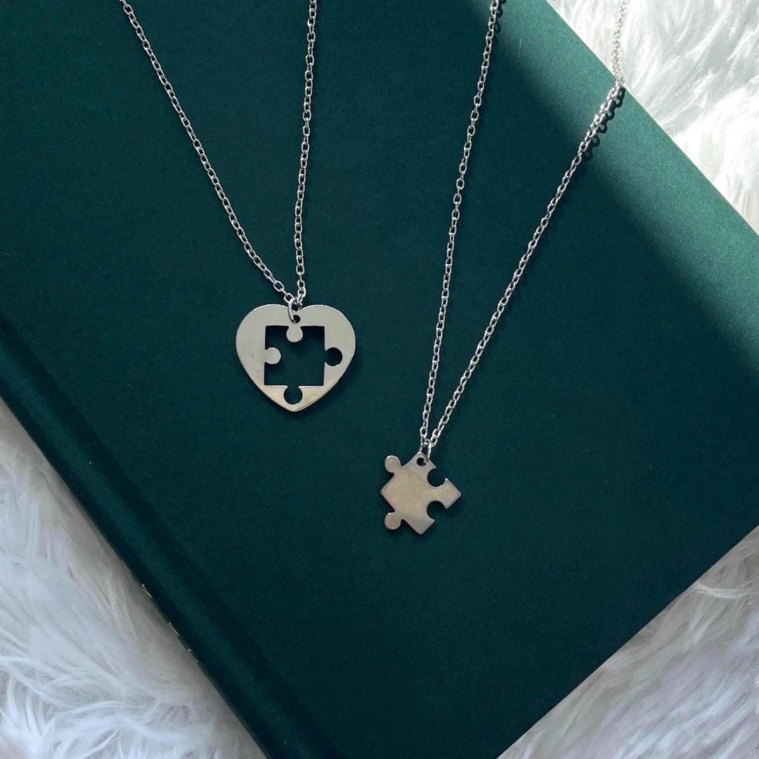 Lock Necklace, Statement Necklace, 2 Pcs Matching Necklace Set, Heart ...