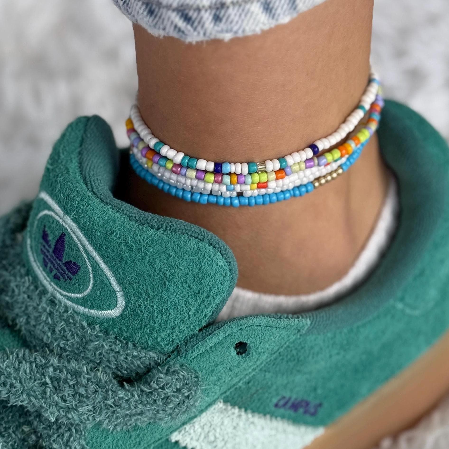Boho Beaded Anklet Set: Colorful Beach Surfer Anklets - Etsy
