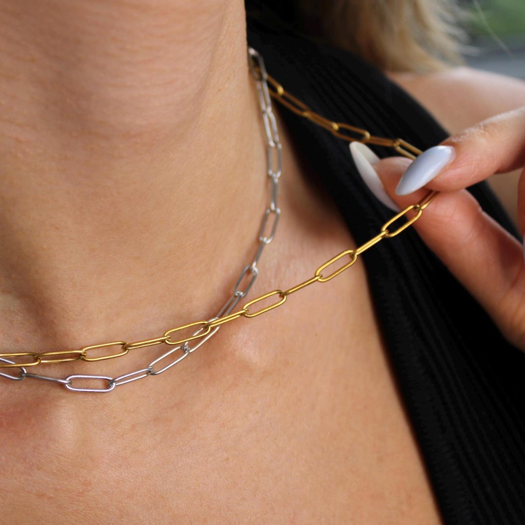 Paperclip Chain, Paperclip Minimalist Chain, Dainty Paperclip Chain ...