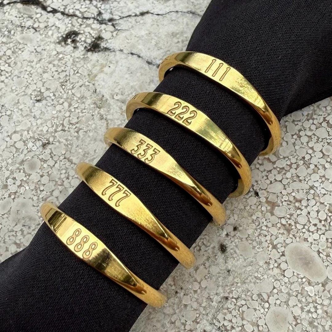 Angel Number Rings, Lucky Number Rings, 111, 222, 333, 444, 777, 888 ...