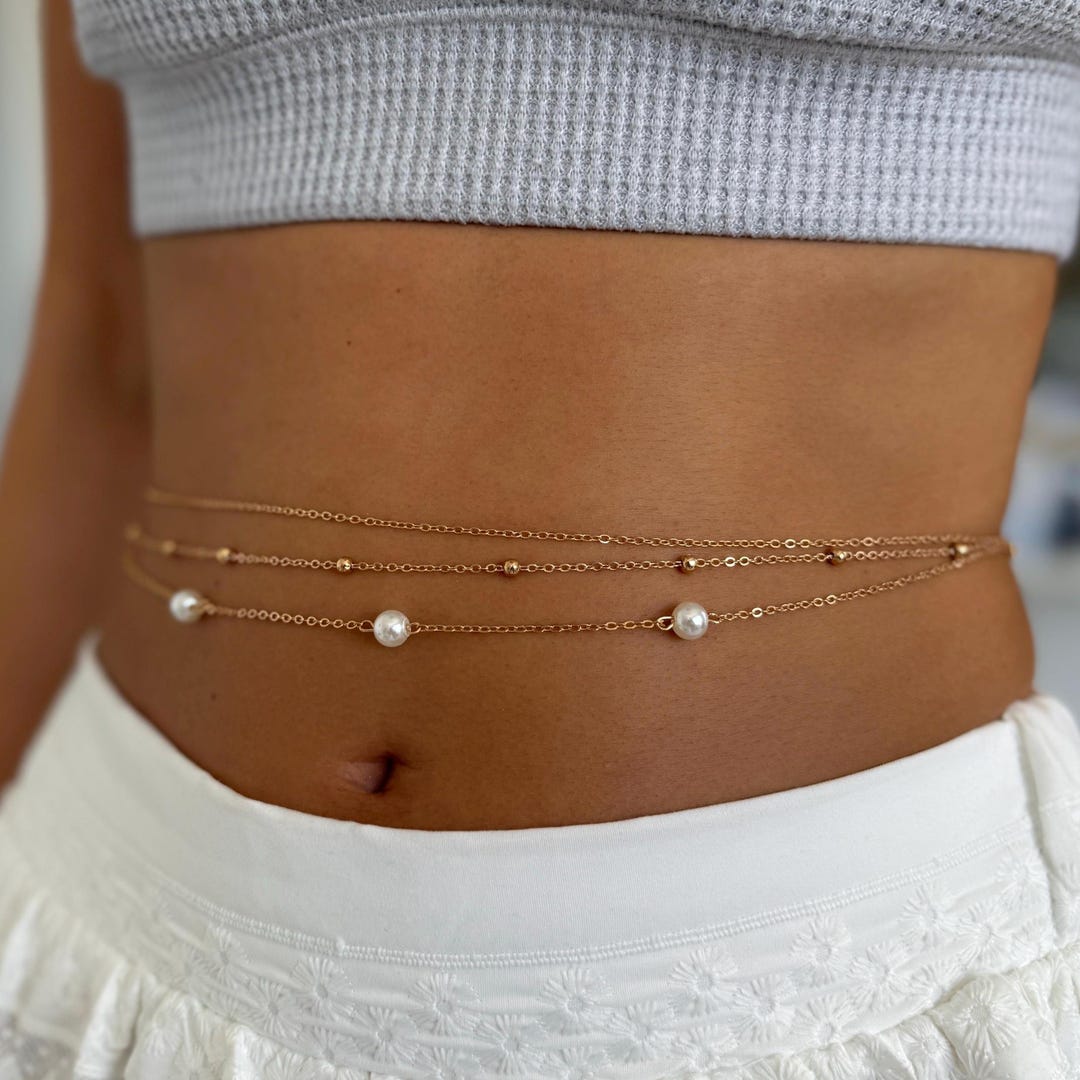 Pearl Belly Chain Set, Copper Waist Beads, Beach Bikini Body Jewelry - Etsy