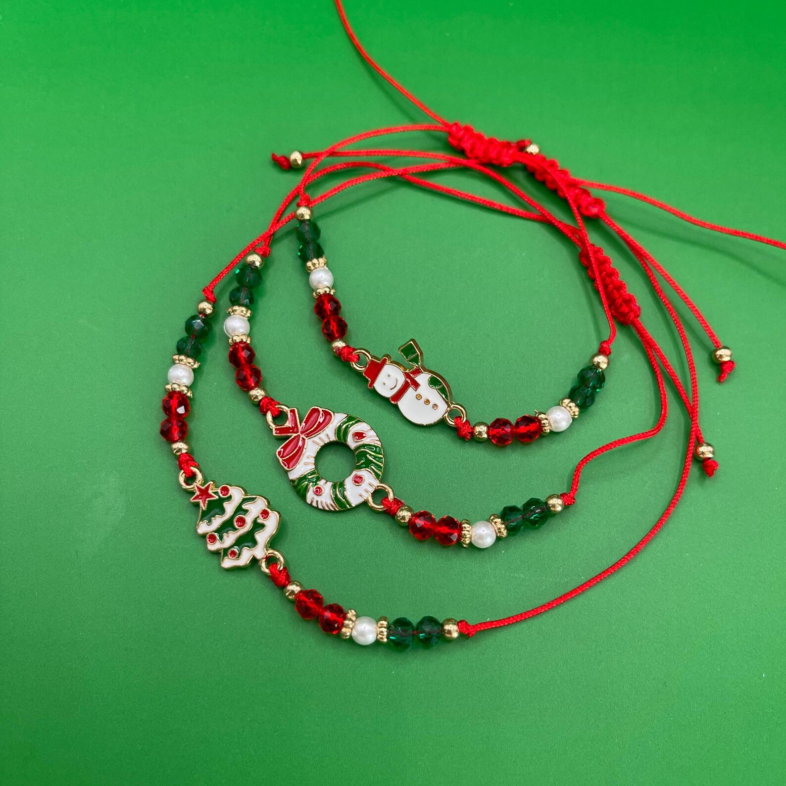 Santa Bracelet, Christmas Tree Charm, Christmas Gift, Festive Bracelet ...