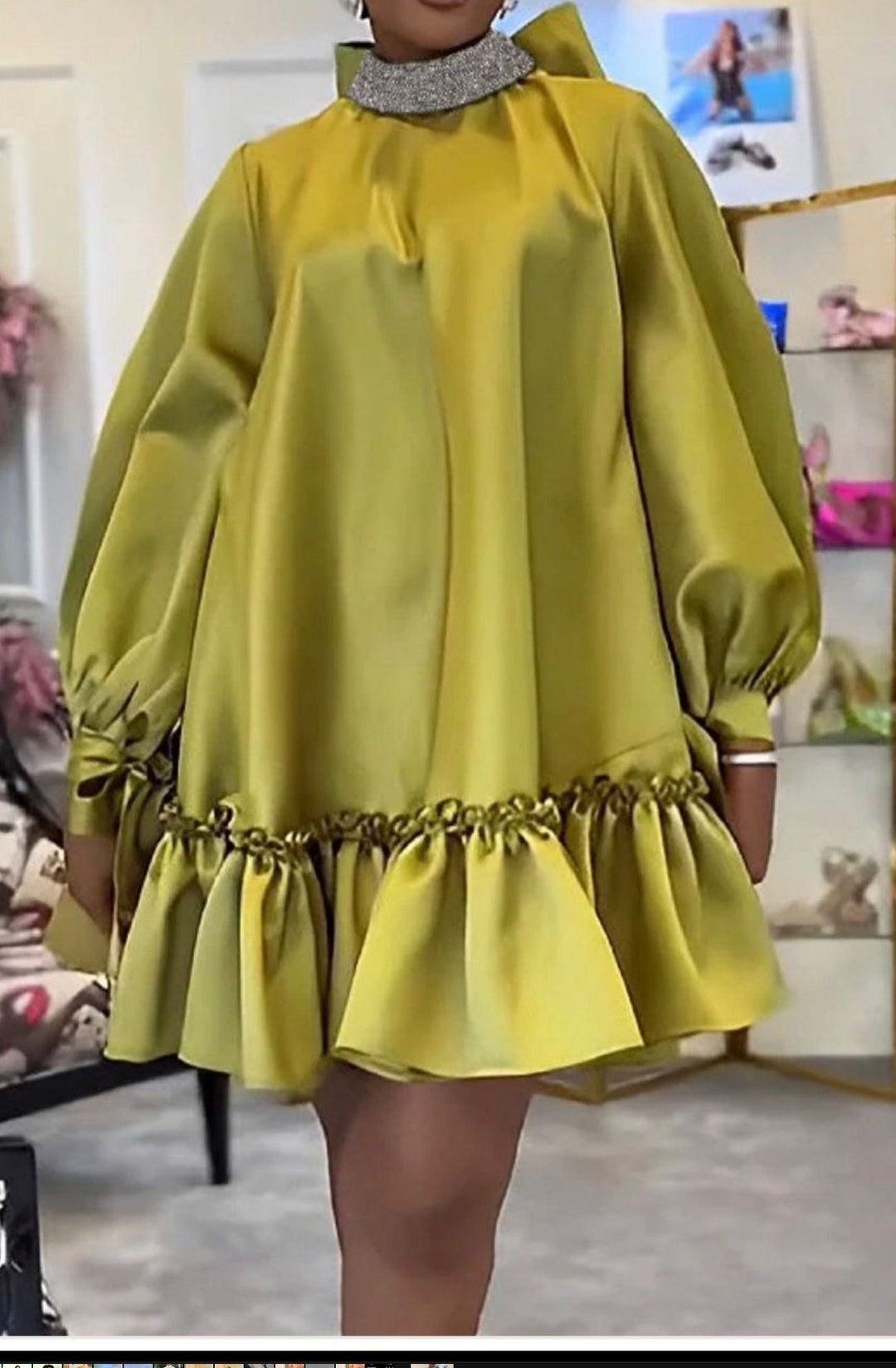 Duchess Silk Dress for Women, Short Silk Shift Dress With Gathered Hem ...