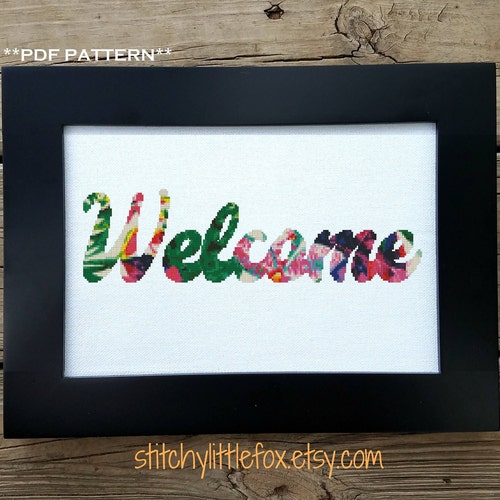 Welcome Cross Stitch Pattern Modern Cross Stitch Floral - Etsy