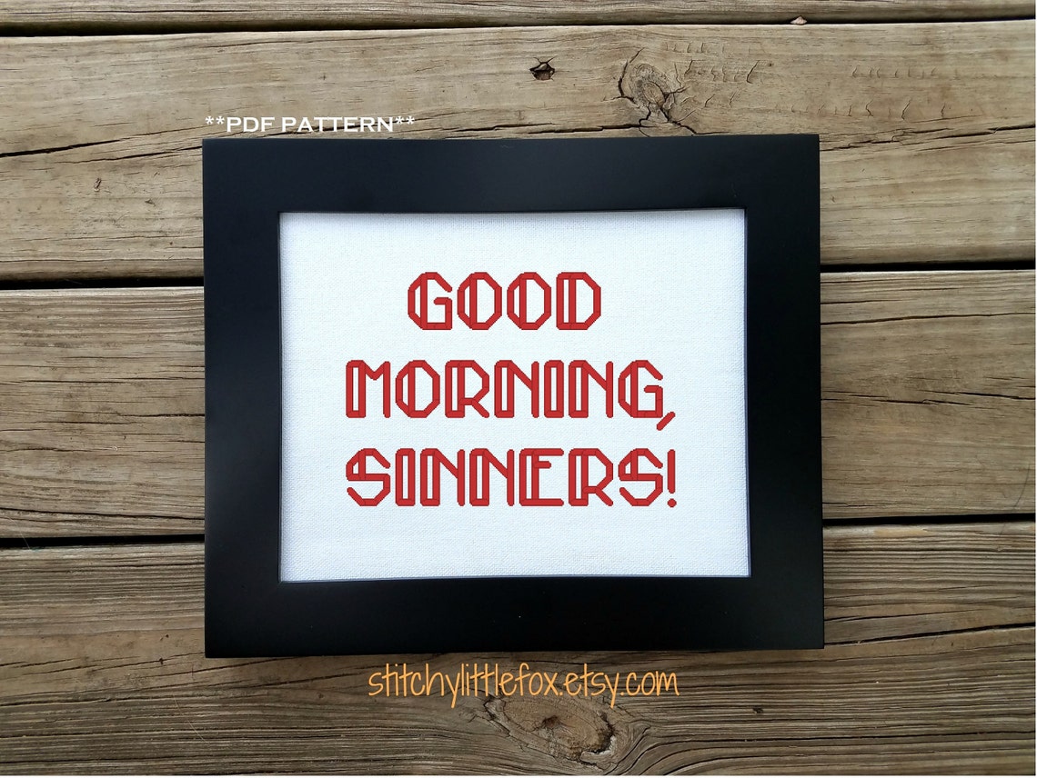 Good Morning Sinners Small Cross Stitch Pattern Easy Cross - Etsy Canada