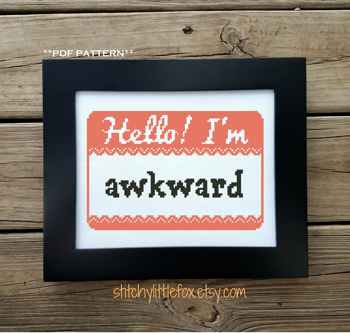 Hello I'm Awkward Cross Stitch Design Funny Cross Stitch | Etsy