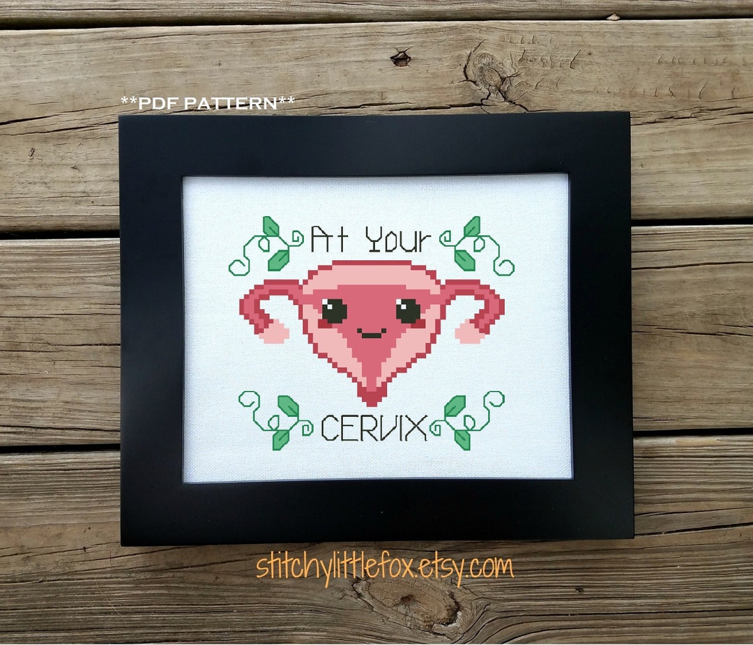 At Your Cervix Cross Stitch Pattern Uterus Cross Stitch - Etsy