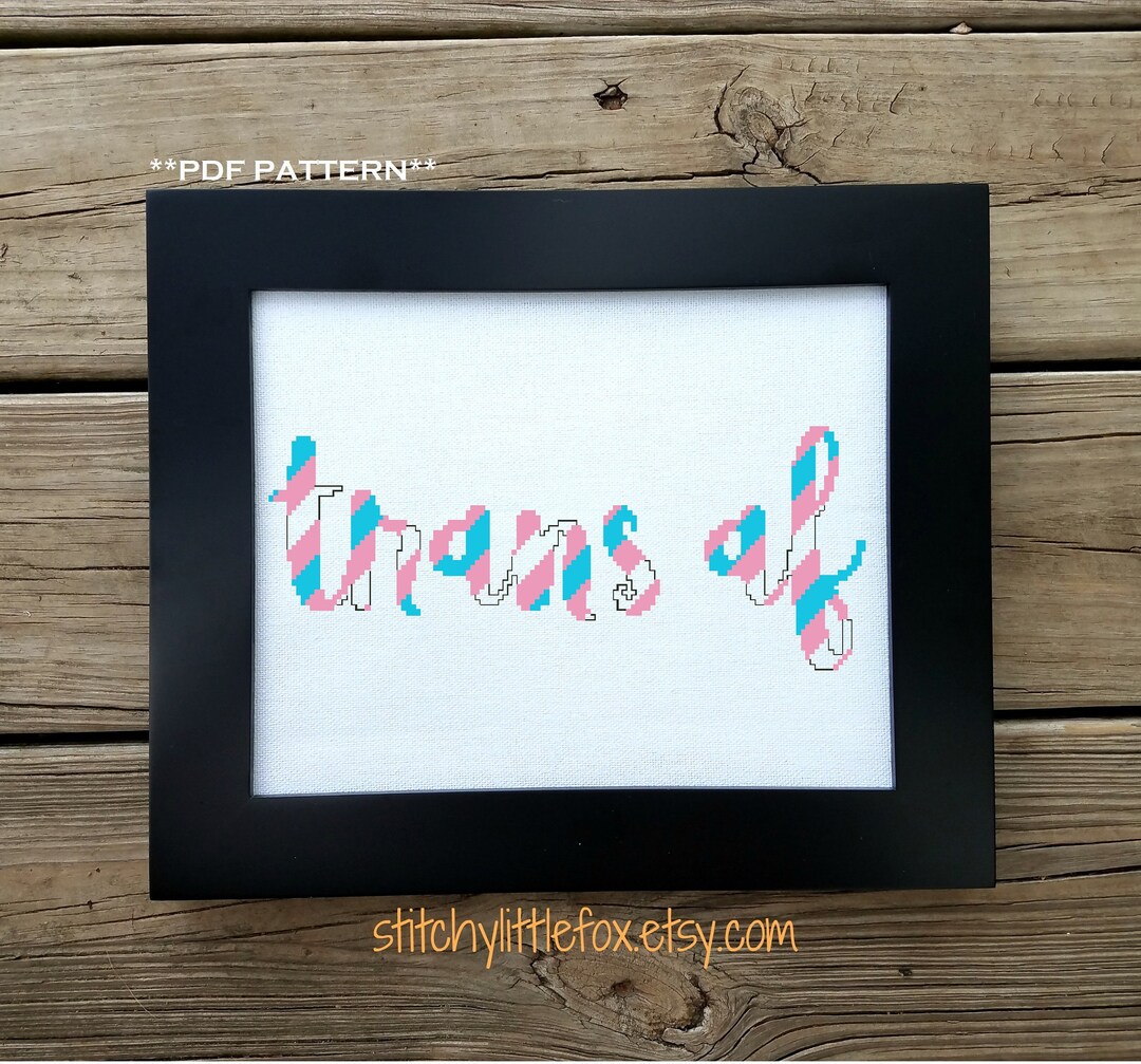 Transgender Cross Stitch Pattern Transgender Pride Trans AF - Etsy
