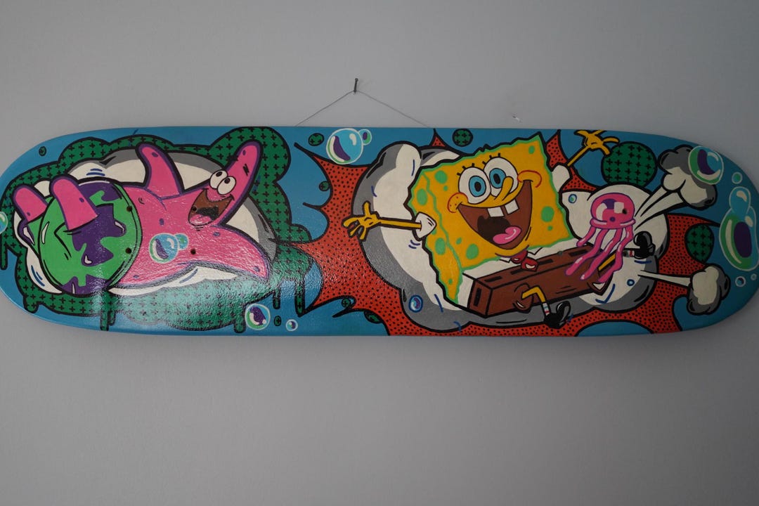 Spongebob Squarepants Painting, Custom Skateboard, Unique Piece. Posca ...