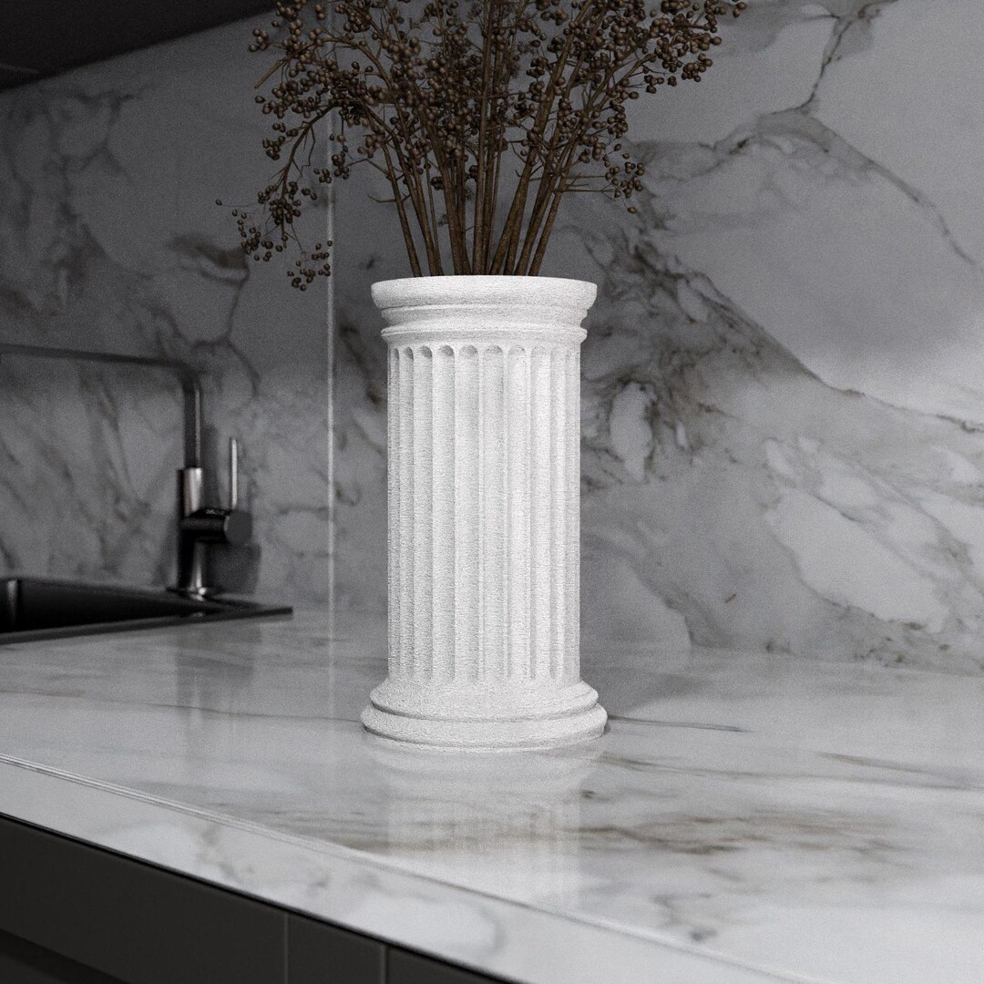 Roman Column Vase: 3D Printed With Marble Stone Texture, Elegant Home ...