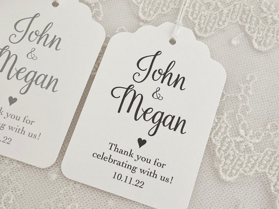 Wedding Favor Tags with Names Bride and Groom Name and Date | Etsy