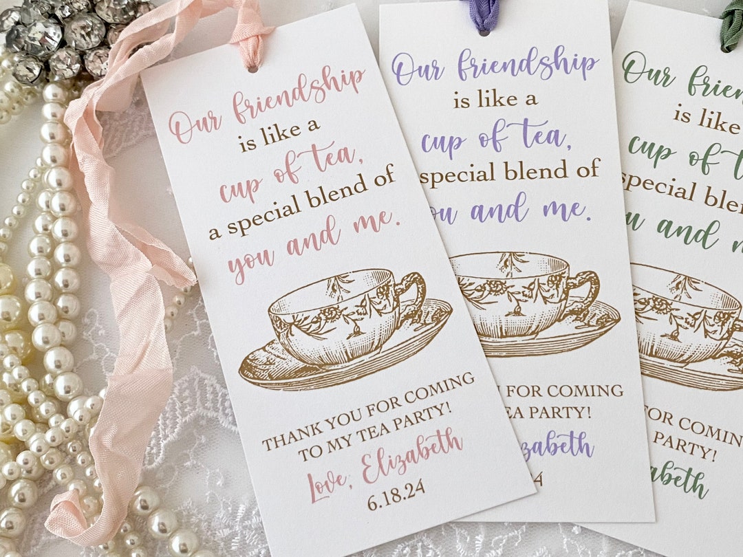 Friendship Tea Party Favors Bookmarks, Tea Cup Bookmark Favors, Bridal ...