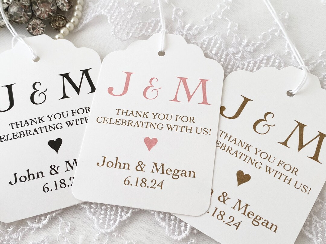 Wedding Favor Tags With Names, Bride and Groom Name and Date Tags ...